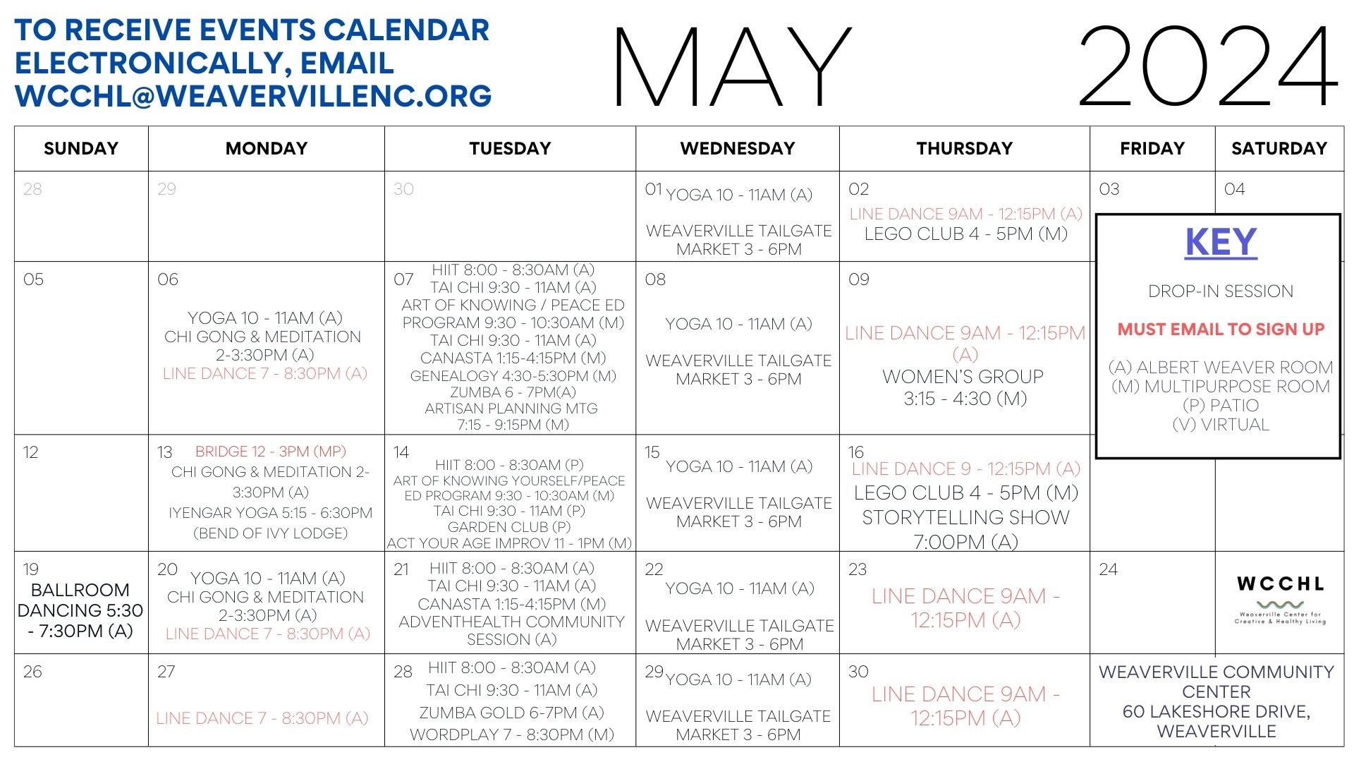 Community Programs Schedule for May - Town of Weaverville