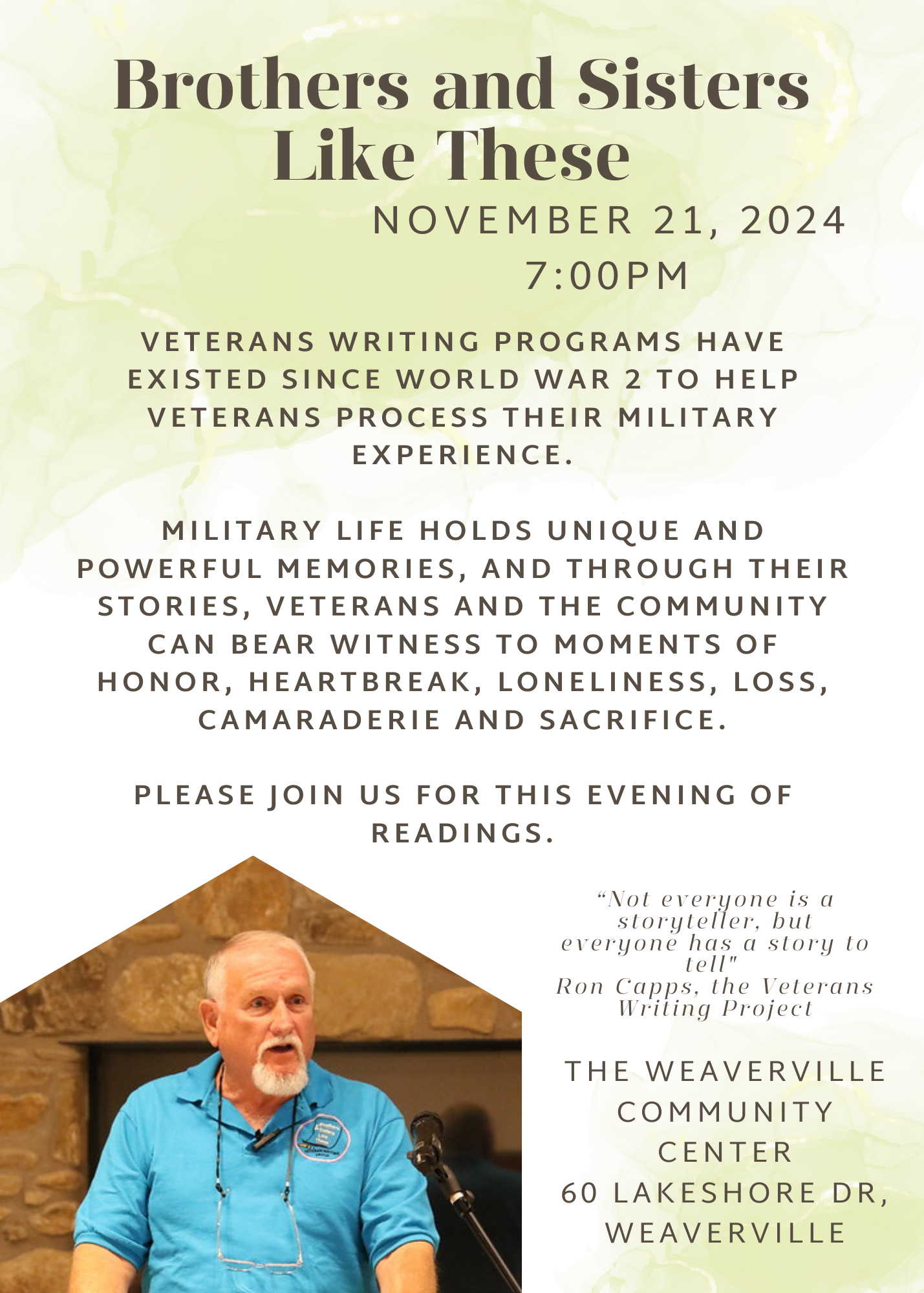 Brothers and Sisters Like These - An Evening of Readings - Town of ...